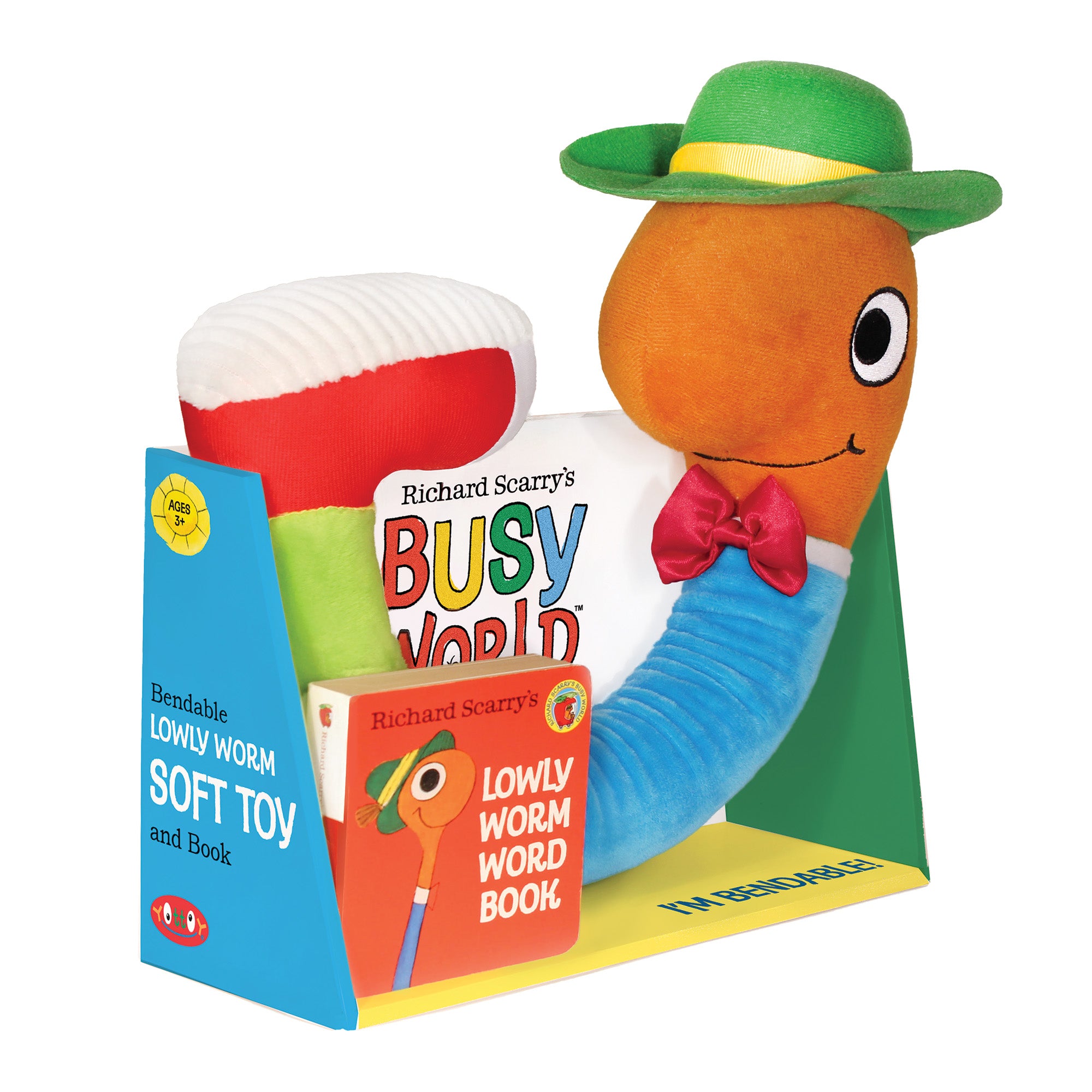 Lowly Worm Bendable Soft Toy with Board Book – YOTTOY Productions